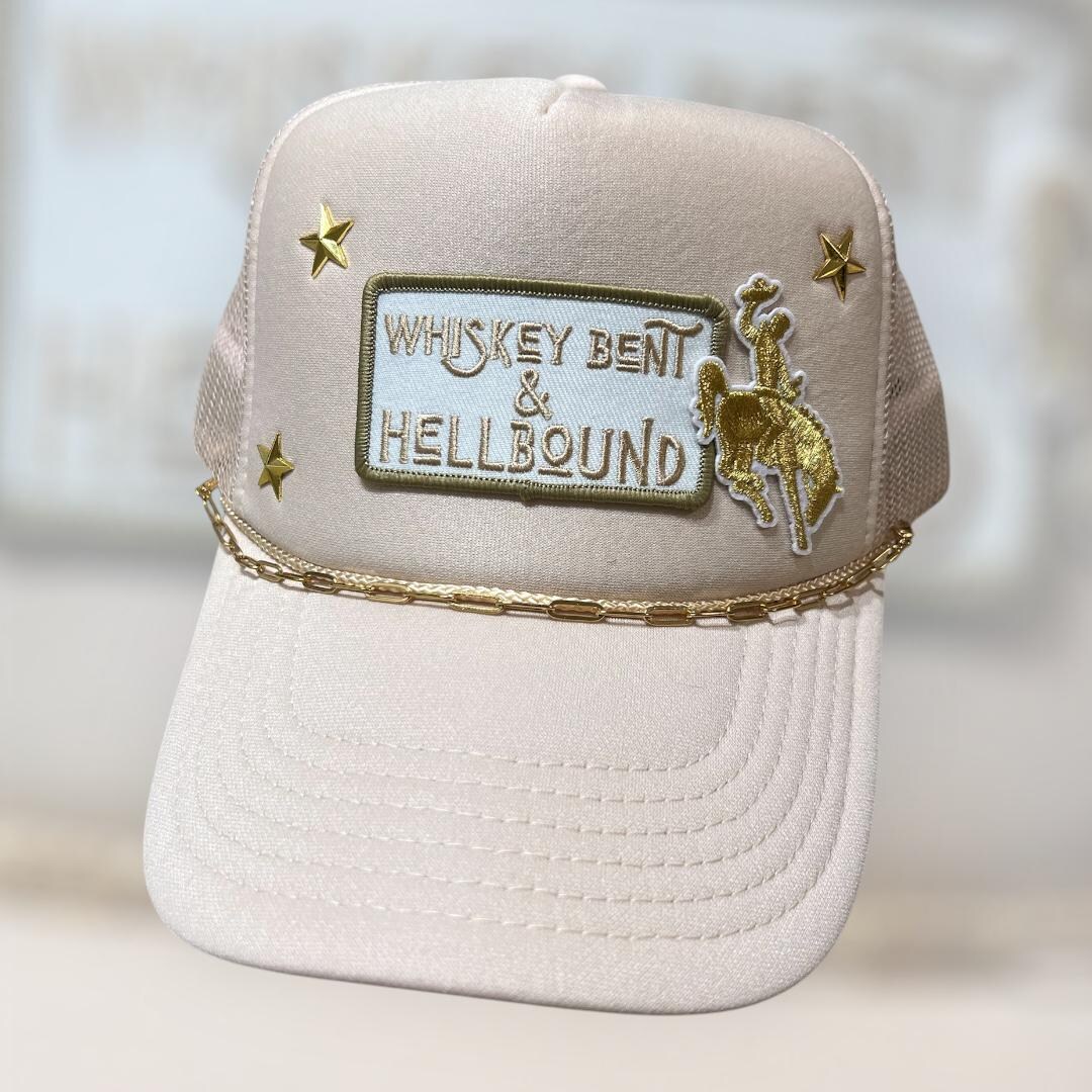 Whiskey Bent Trucker Hat: Otto Tan Foam Cowgirl Cap - Etsy