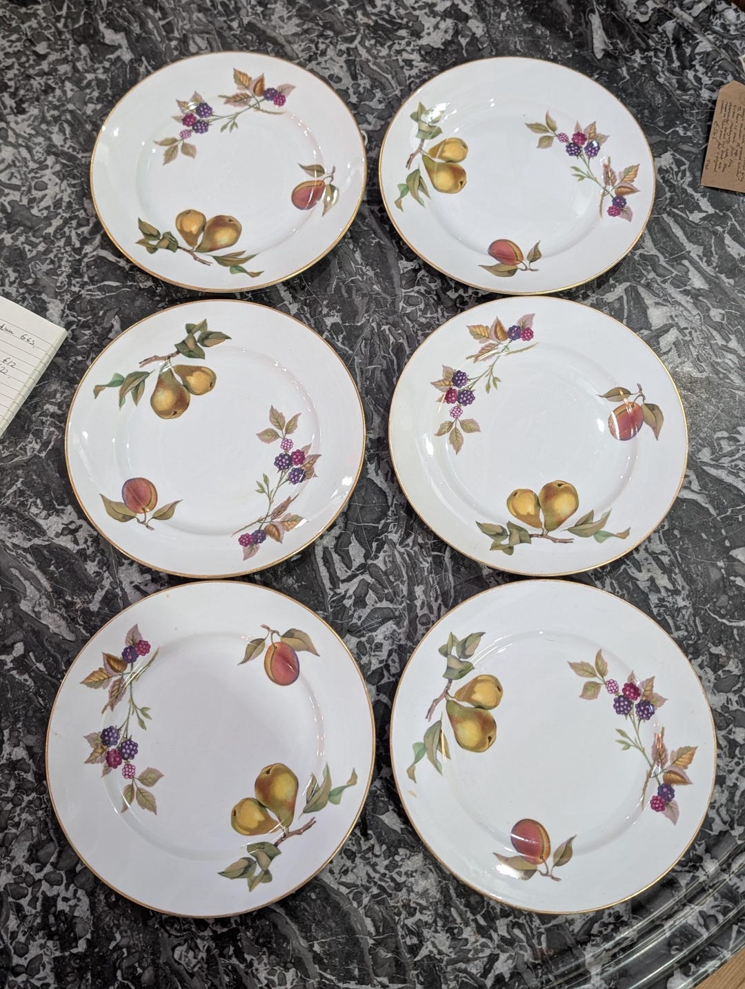 Set of Six Royal Worcester Evesham Side Plates - Etsy UK