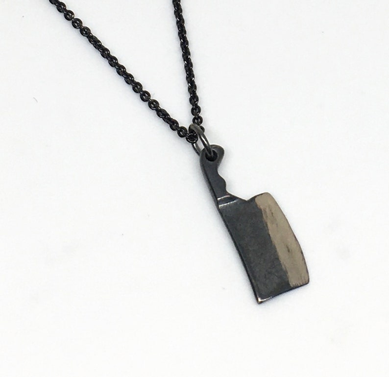 Chef Cleaver Necklace - Oxidized Black Sterling Silver - Chef Gift ...