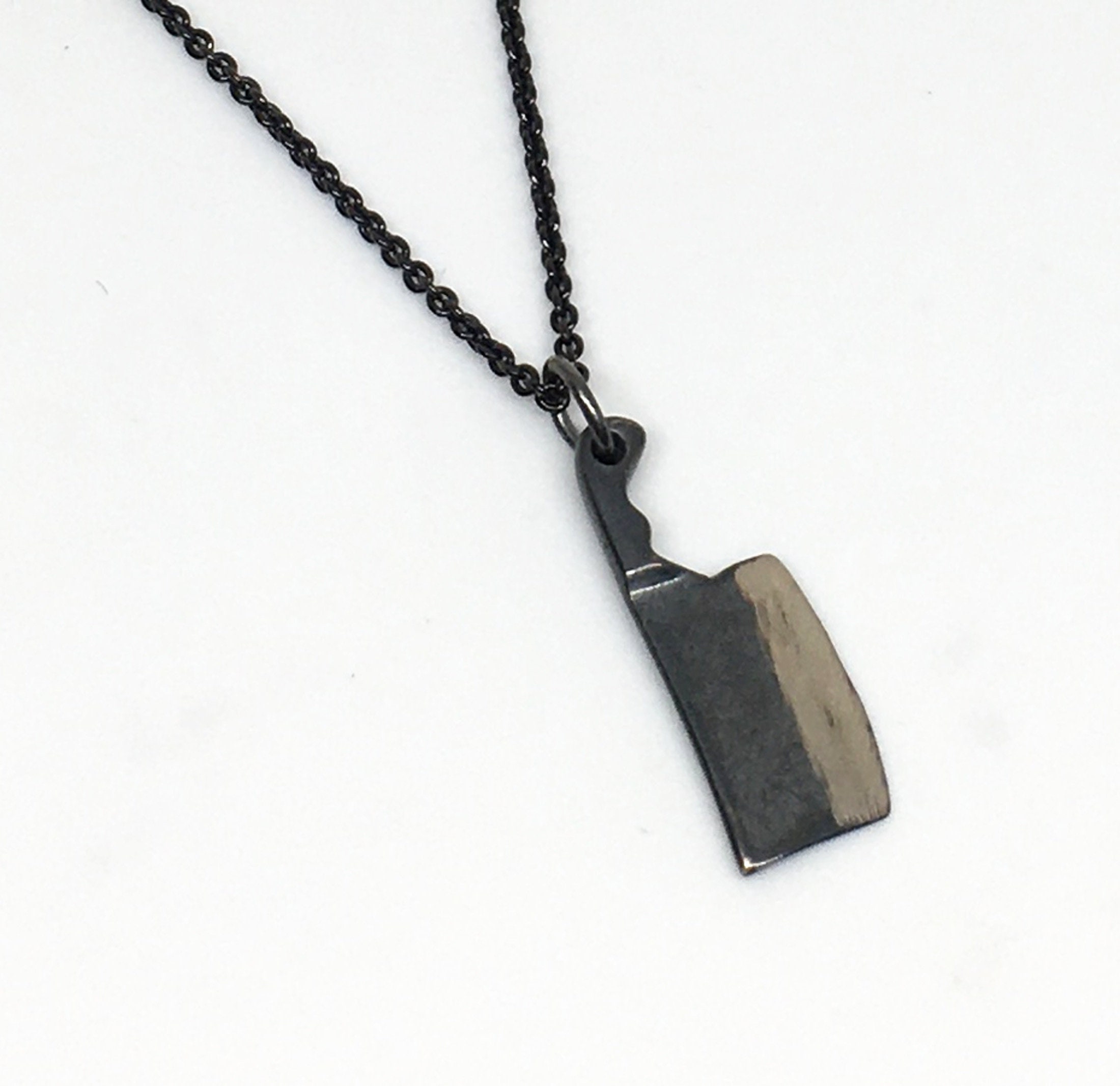 Chef Cleaver Necklace - Oxidized Black Sterling Silver - Chef Gift ...