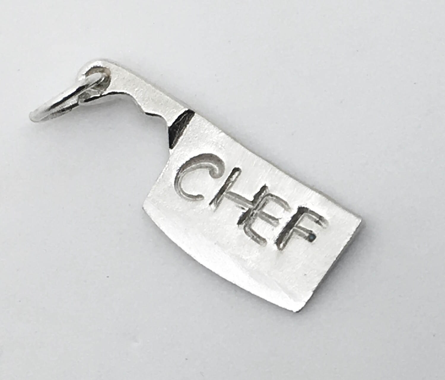 Sterling Chef Cleaver Knife Charm Hand Stamped Chef Charm - Etsy