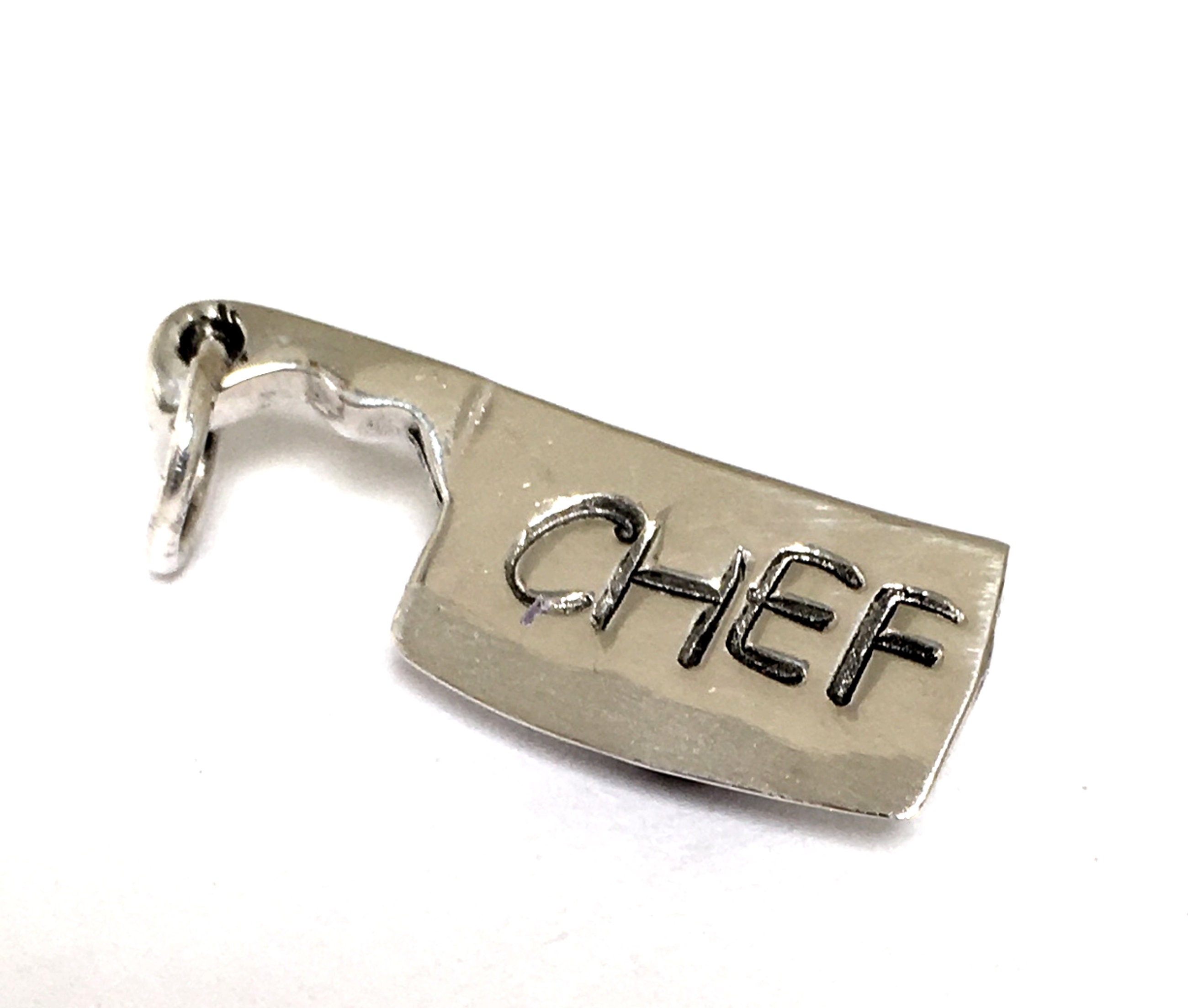 Sterling Chef Cleaver Knife Charm Hand Stamped Chef Charm - Etsy