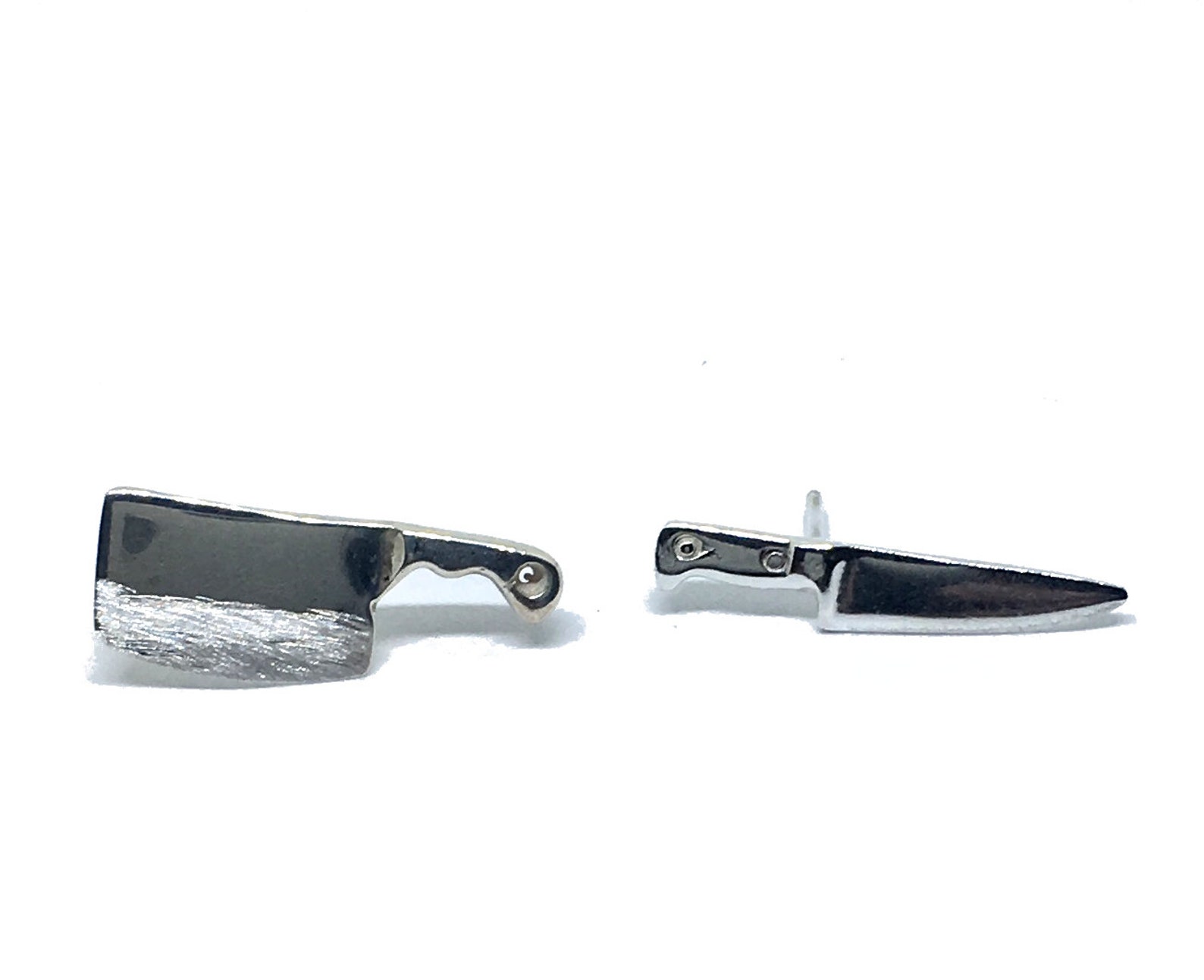 Asymmetrical Chef Knife Stud Earrings in Sterling Silver - Chef ...