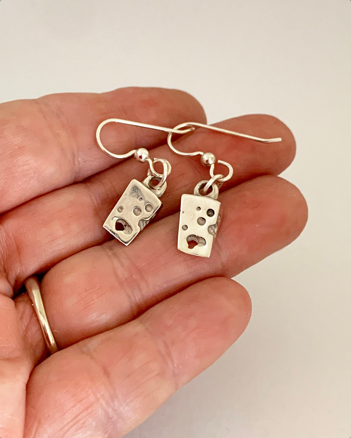 Sterling Silver Cheese Dangle Earrings Food Lover Gift Cheese Charms - Etsy
