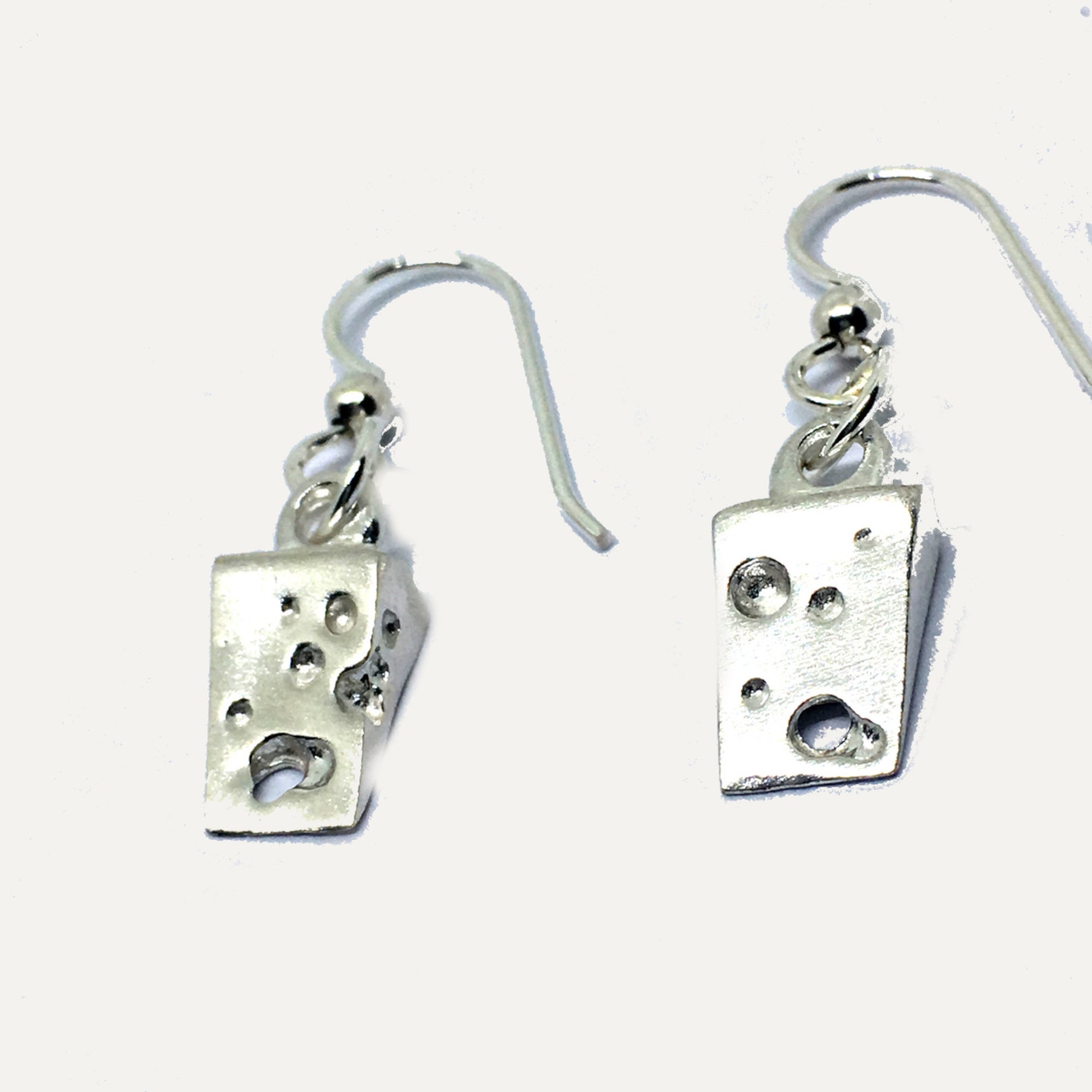 Sterling Silver Cheese Dangle Earrings Food Lover Gift Cheese Charms - Etsy