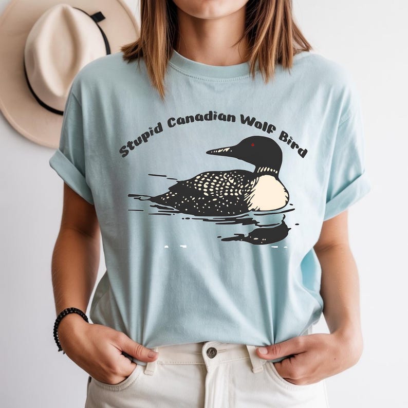 Comfort Colors Stupid Canadian Wolf Bird Shirt, Canadian Wildlife Humor ...