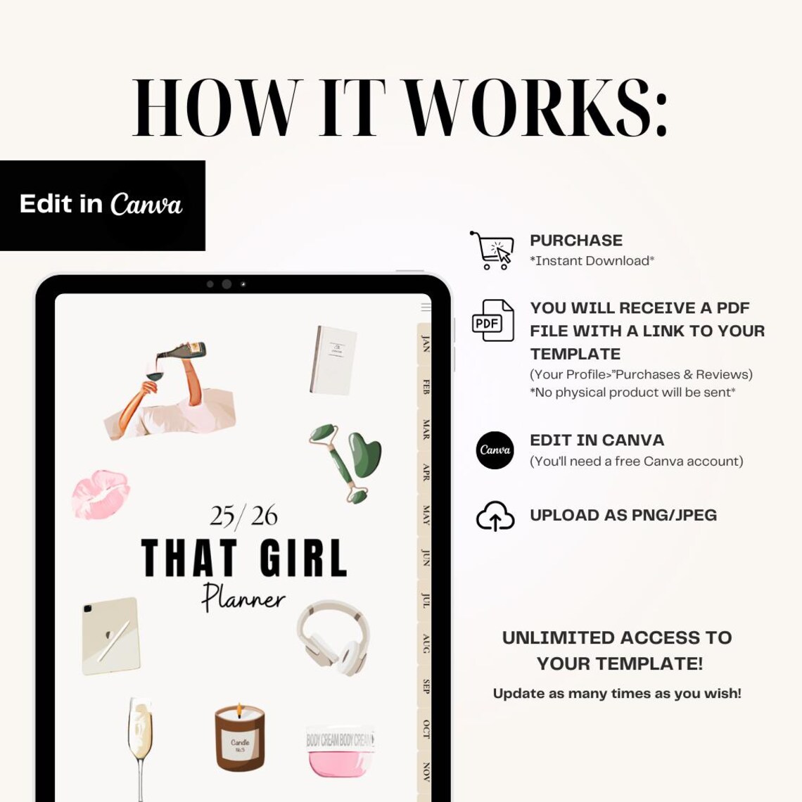 That Girl Planner 2025 2026, Planner Canva Template, Digital Planner ...