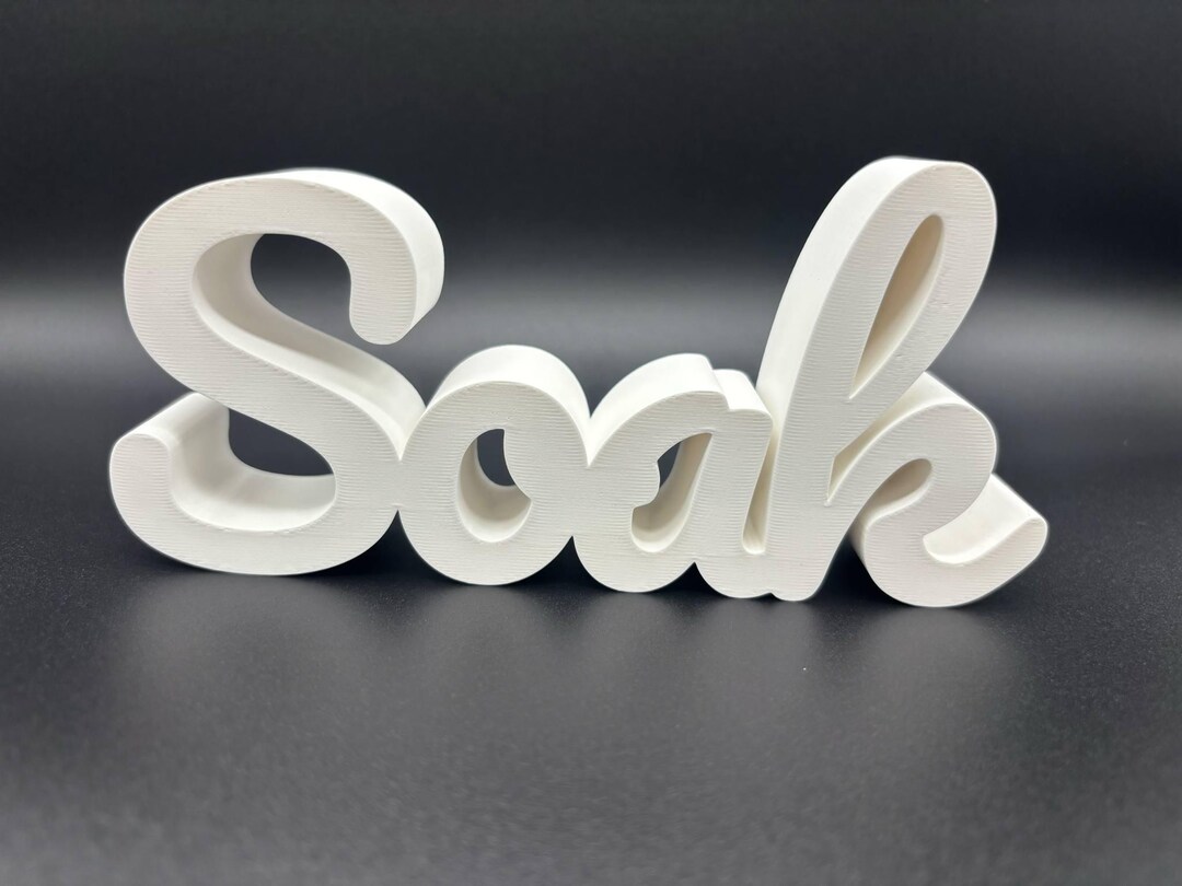 Soak Sign | 3D Printed Minimalist Bathroom Decor - Etsy