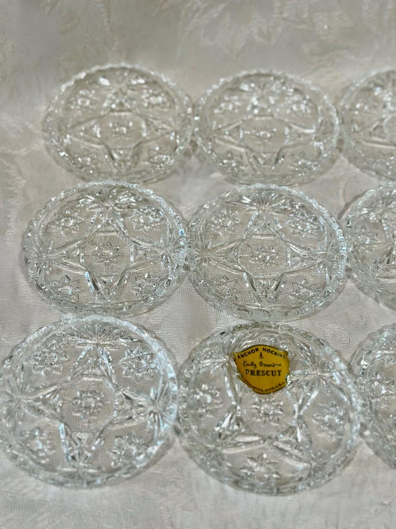Vintage Anchor Hocking Pressed Glass Coasters - Etsy