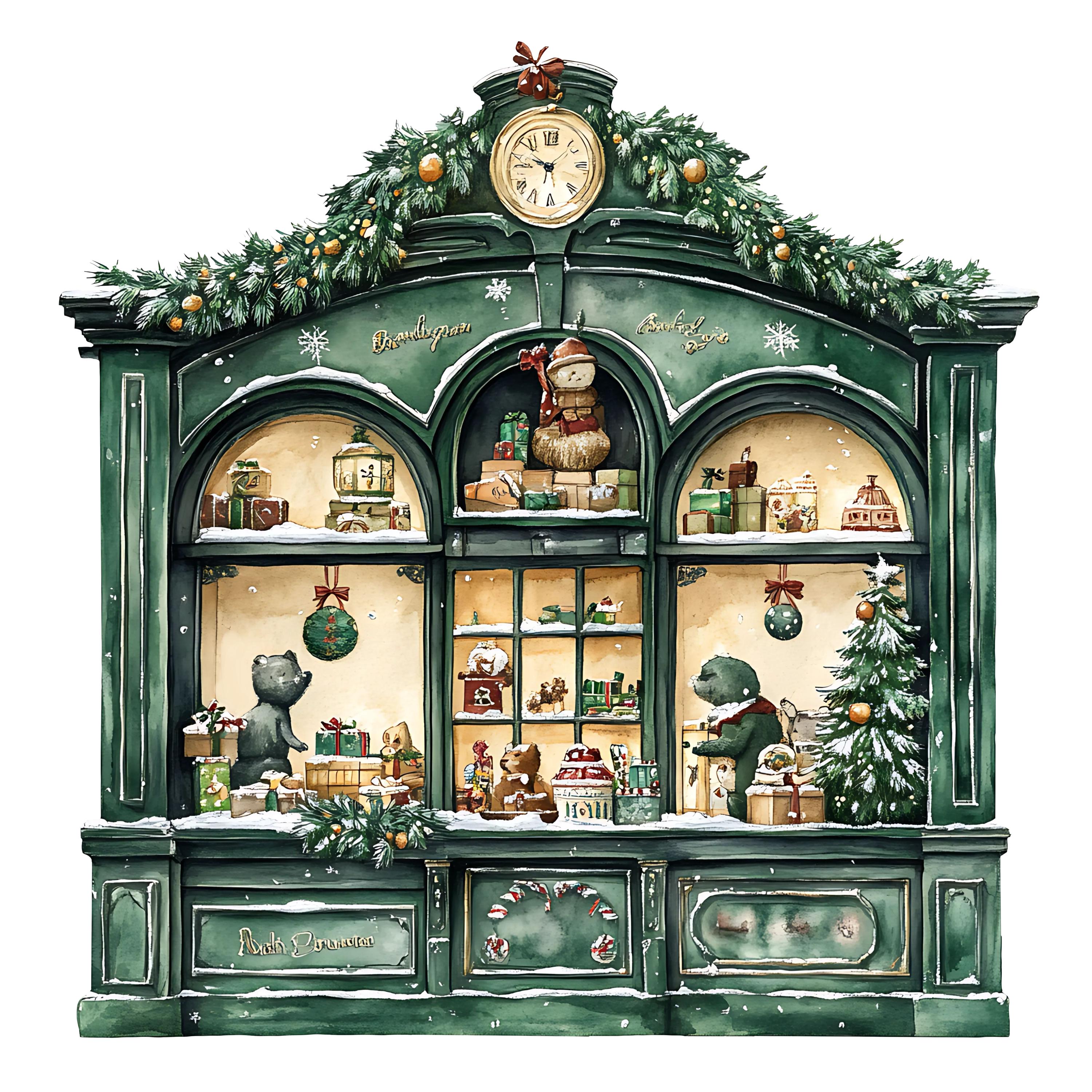 Christmas Storefront Clipart Set – 16 PNG Cozy Holiday Shop Windows ...