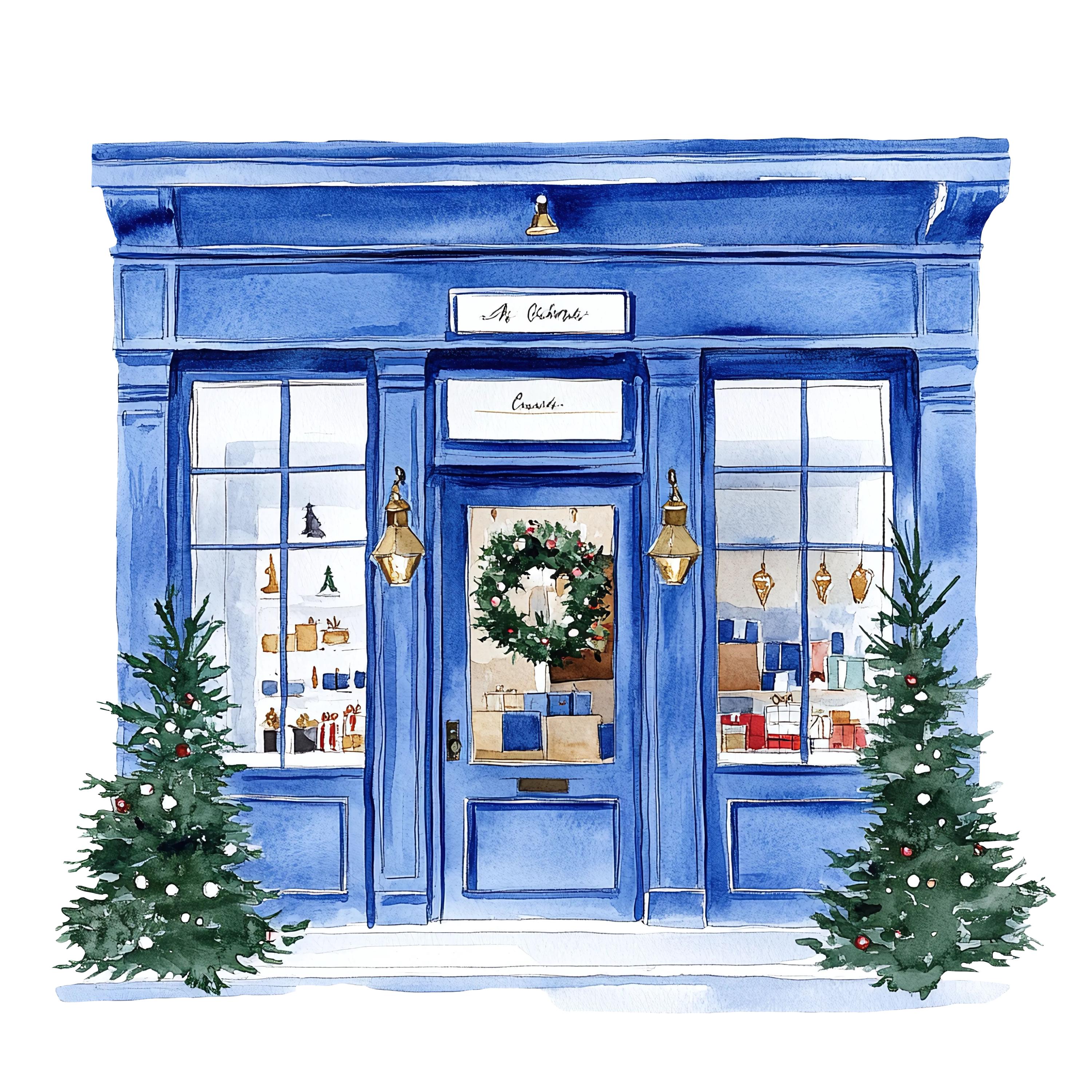 Christmas Storefront Clipart Set – 16 PNG Cozy Holiday Shop Windows ...