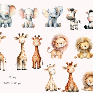 Watercolor Safari Animals Clipart – Jungle Nursery Art (PNG) - Etsy