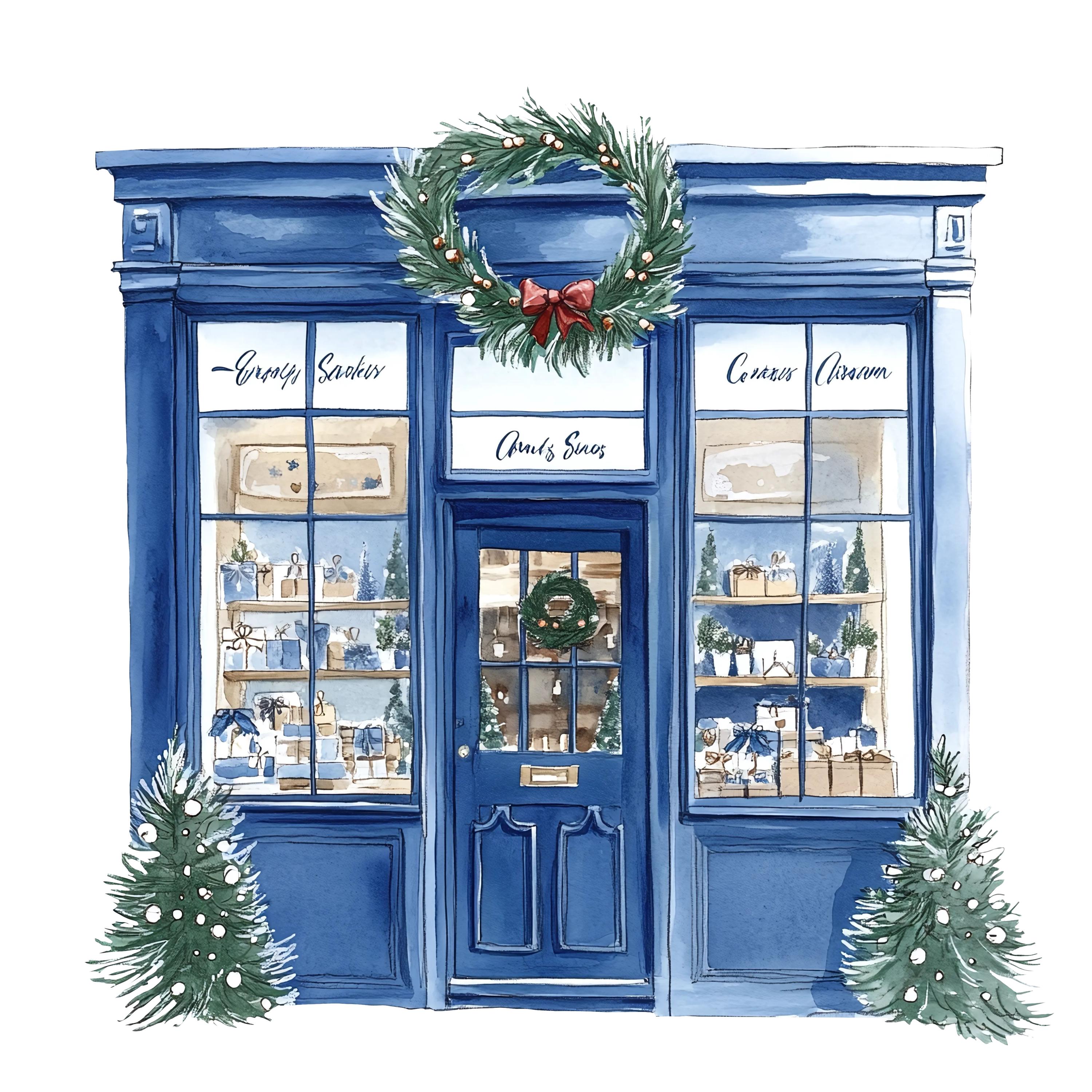 Christmas Storefront Clipart Set – 16 PNG Cozy Holiday Shop Windows ...