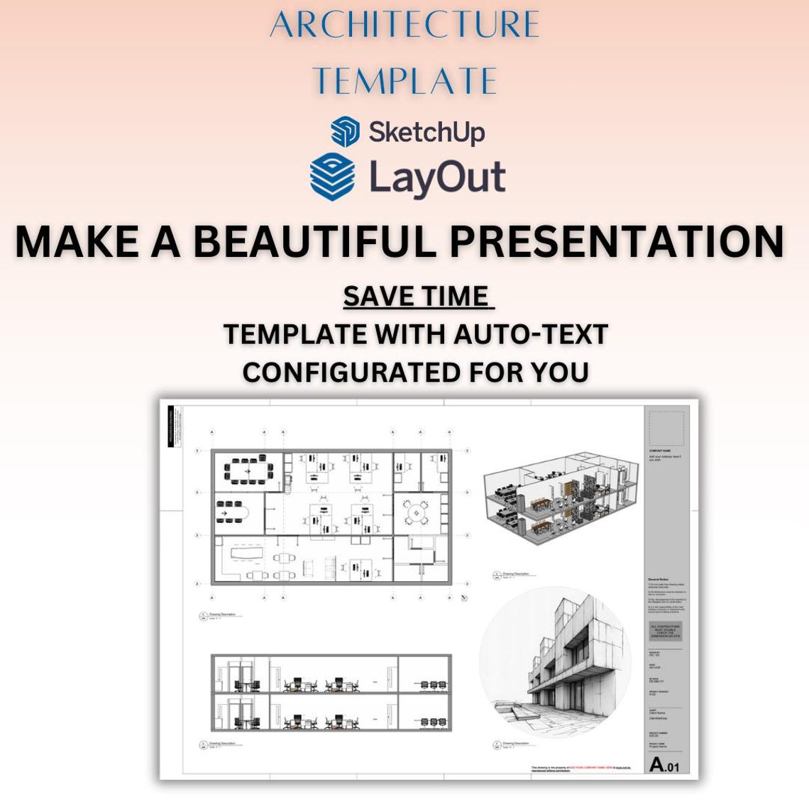 Sketchup Layout Template Title Block Auto Text Ready to Use - Etsy