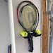 Tennis Racquet and Ball Holder, Wall Mount Rack for 4 Large Rackets and ...