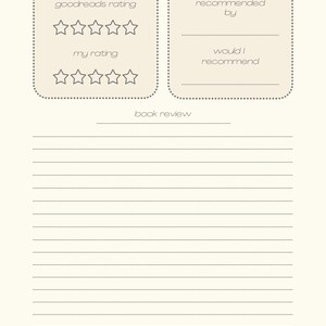 Reading Journal - Instant Download and Print Template - Etsy