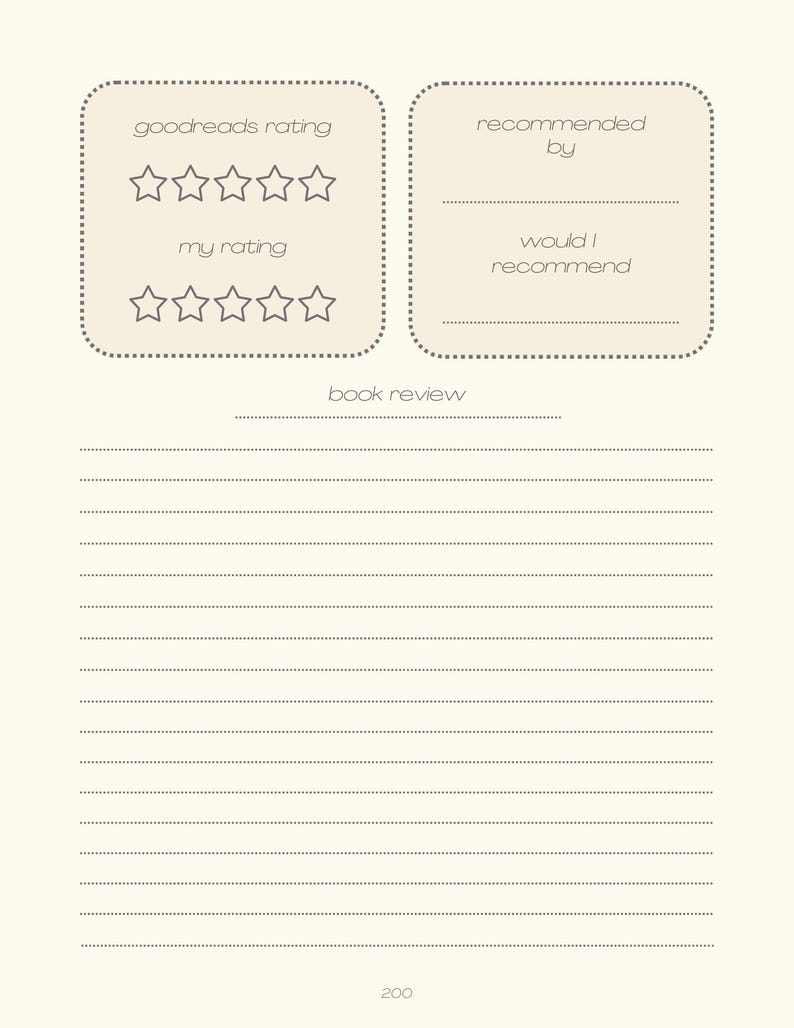 Reading Journal - Instant Download and Print Template - Etsy