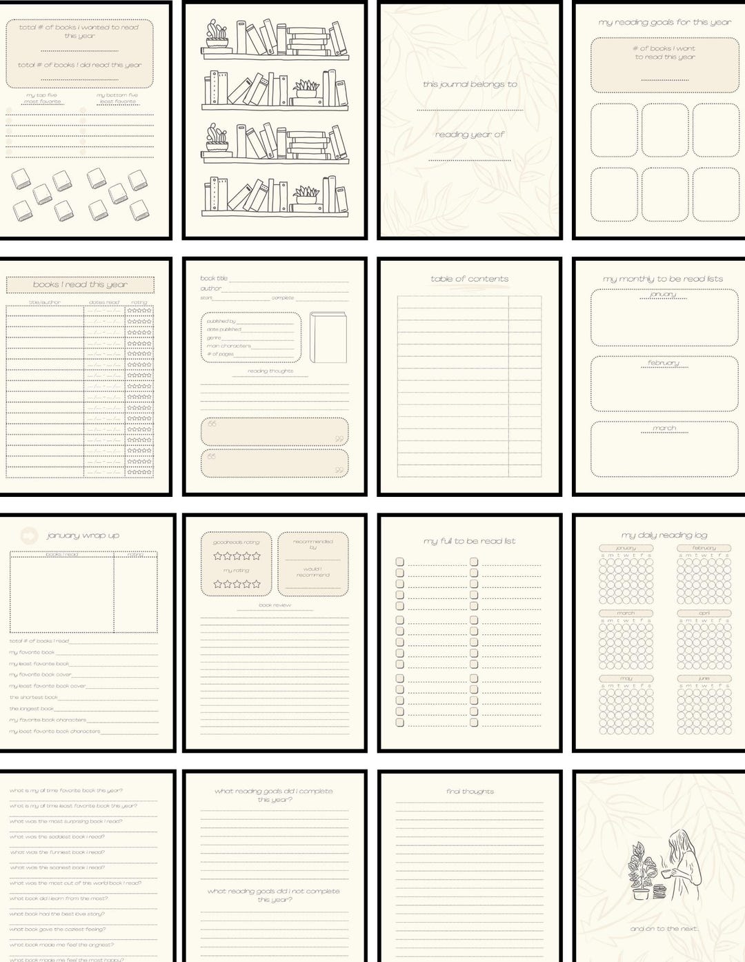 Reading Journal - Instant Download and Print Template - Etsy
