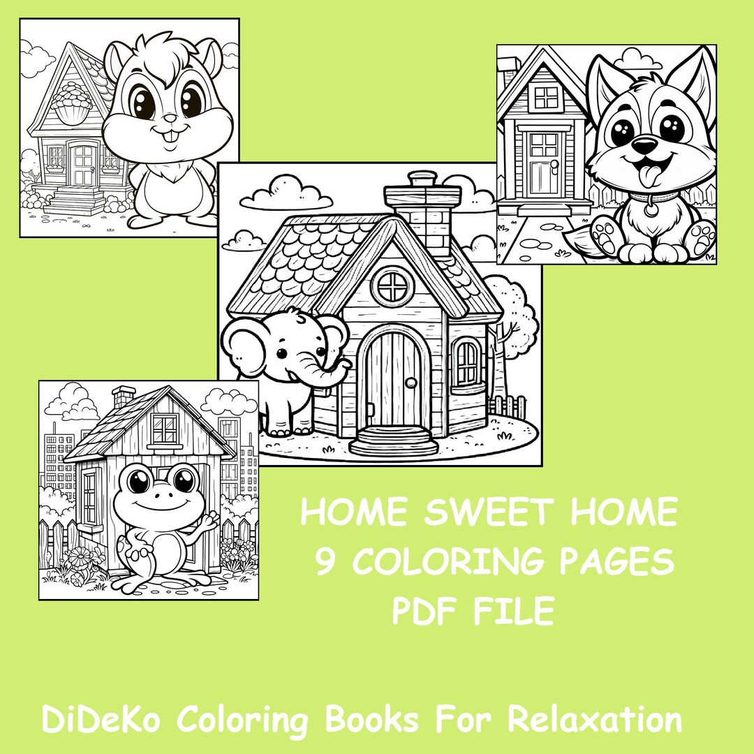 Home Sweet Home Coloring Book : Super Cute Designs of Cozy Hygge Spaces ...