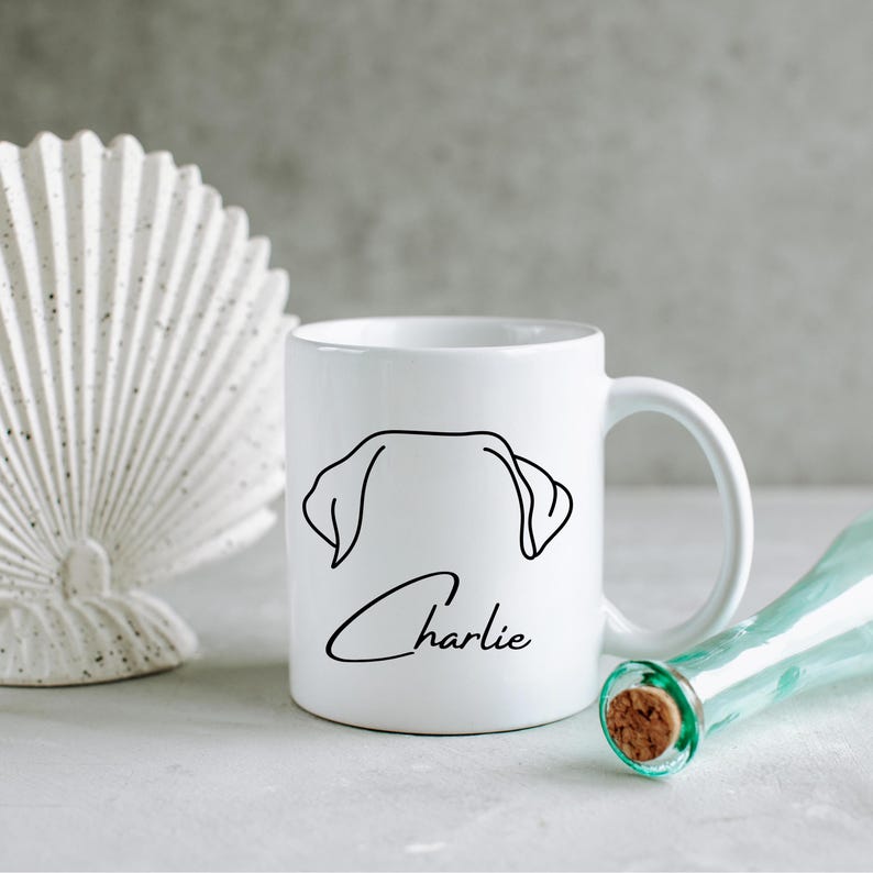 Custom Dog Ear Outline Mug, Personalized Pet Name Coffee Cup - Etsy