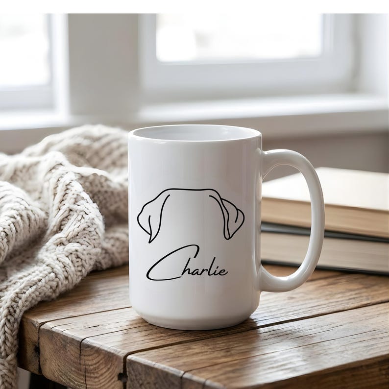 Custom Dog Ear Outline Mug, Personalized Pet Name Coffee Cup - Etsy