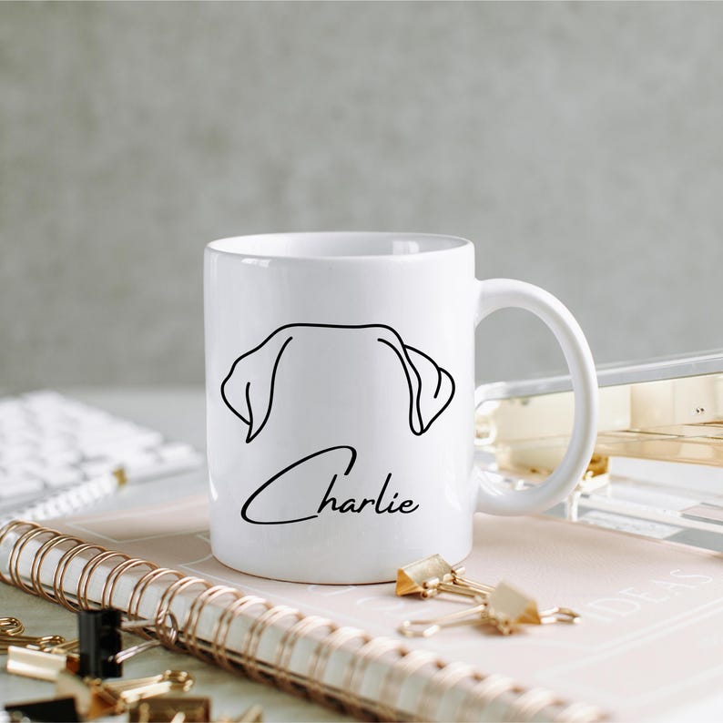 Custom Dog Ear Outline Mug, Personalized Pet Name Coffee Cup - Etsy