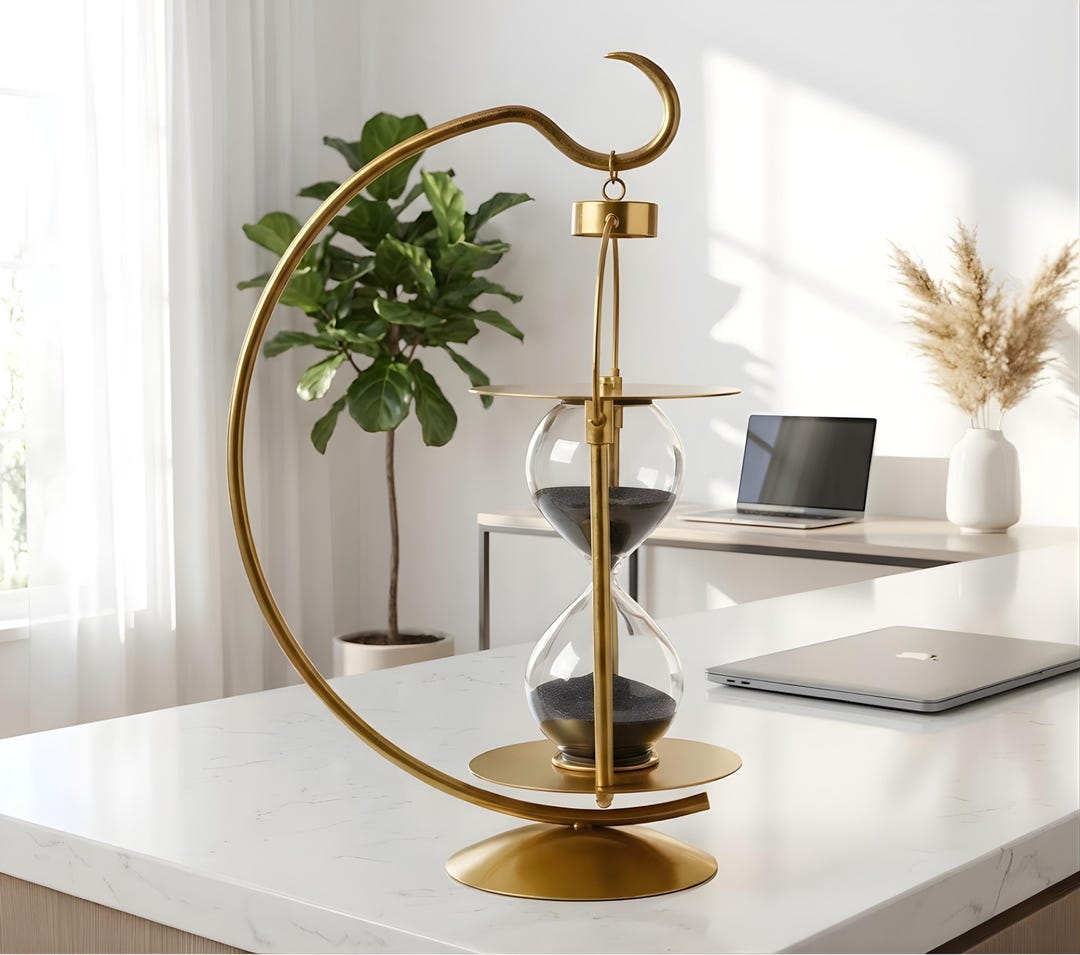 Gold Hanging Hourglass With Black Sand - Modern Desk Decor - Etsy