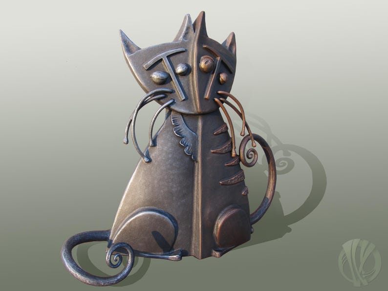 Exclusive Handmade Forged Metal Sculpture"metal's Purr".forged Cats ...