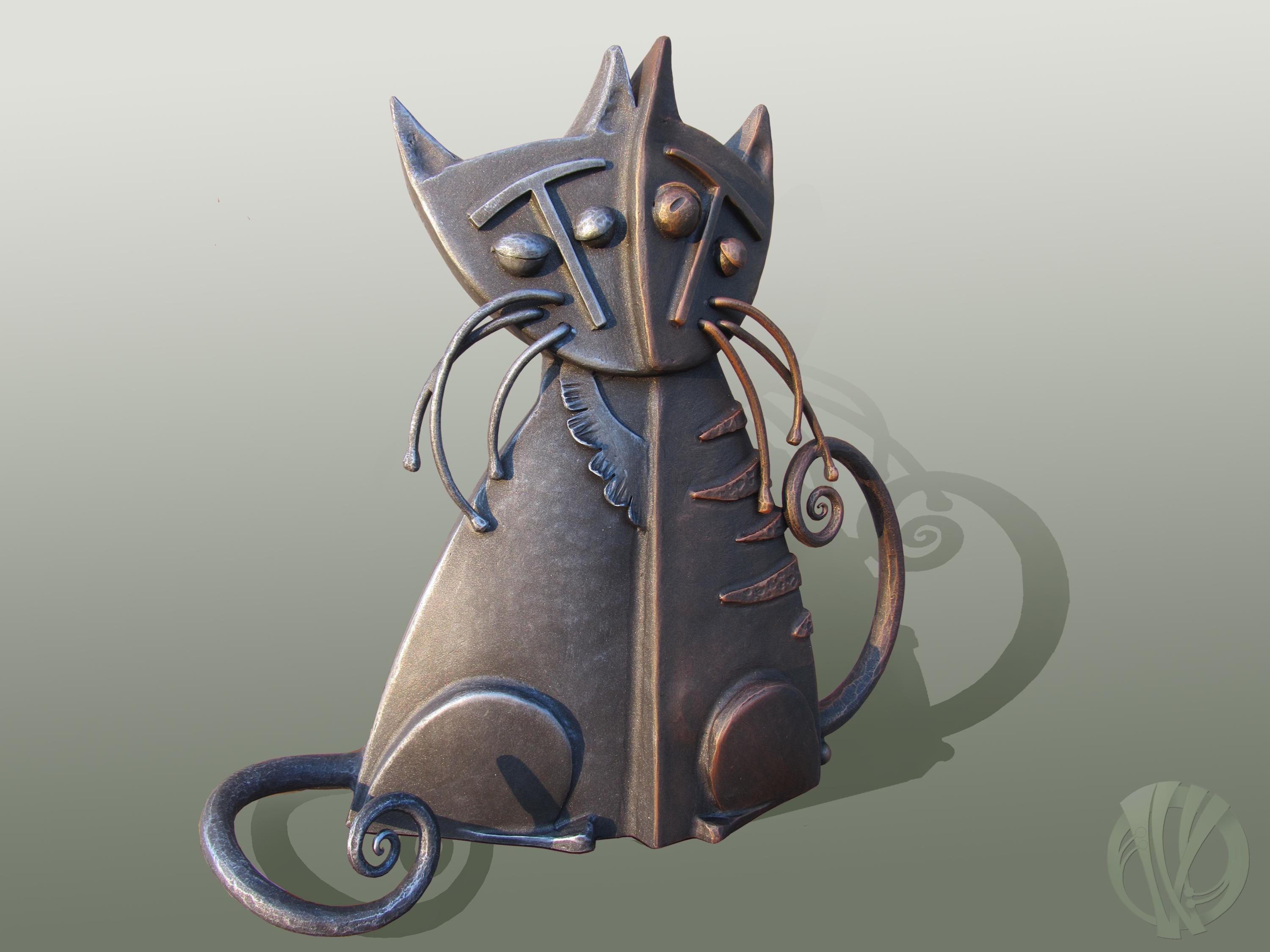 Exclusive Handmade Forged Metal Sculpture"metal's Purr".forged Cats ...