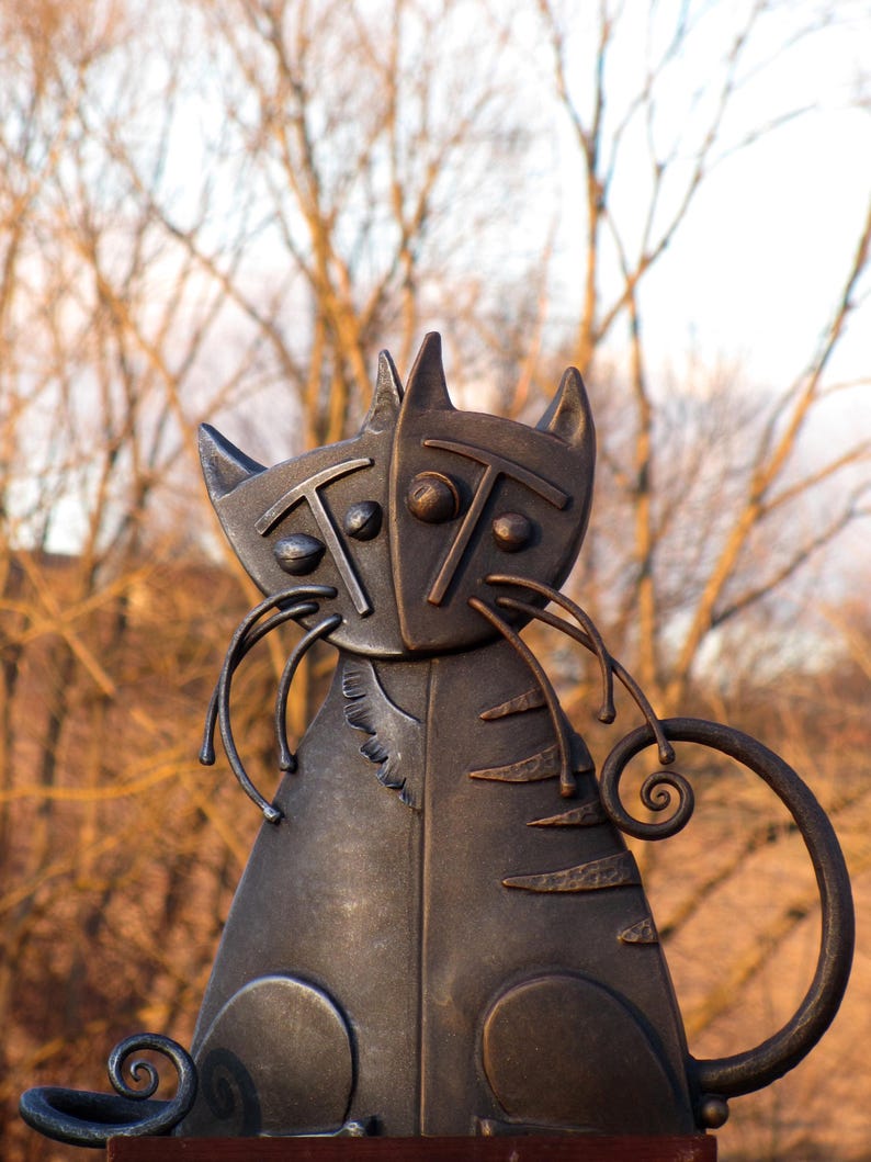 Exclusive Handmade Forged Metal Sculpture"metal's Purr".forged Cats ...