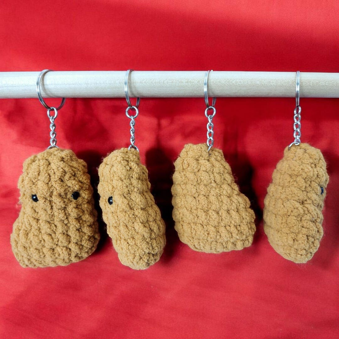 Handmade Crochet Chicken Nugget Keychain Purse Backpack Bag Charm - Etsy