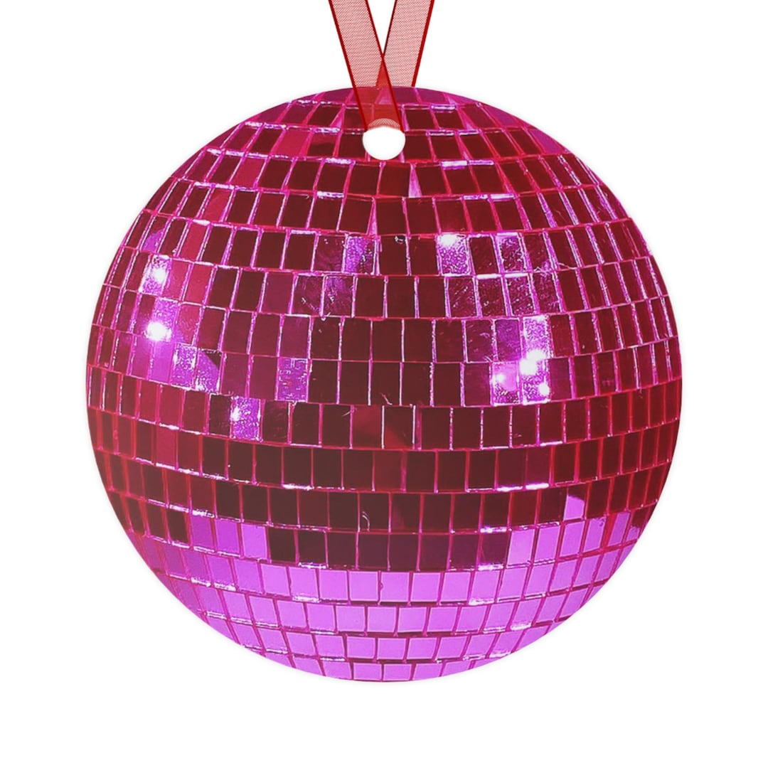 Shiny Pink Disco Ball Flat Metal Ornament, Cute Christmas Ornament - Etsy