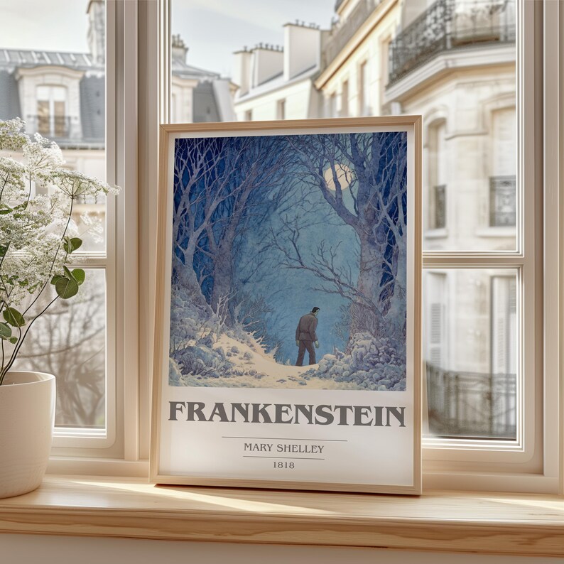 Frankenstein by Mary Shelley | Book Poster | Literary Art Gift for Book ...