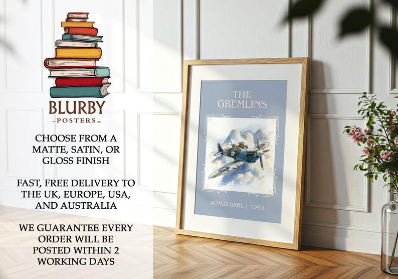 The Gremlins by Roald Dahl | Book Poster | Literary Art Gift for Book ...