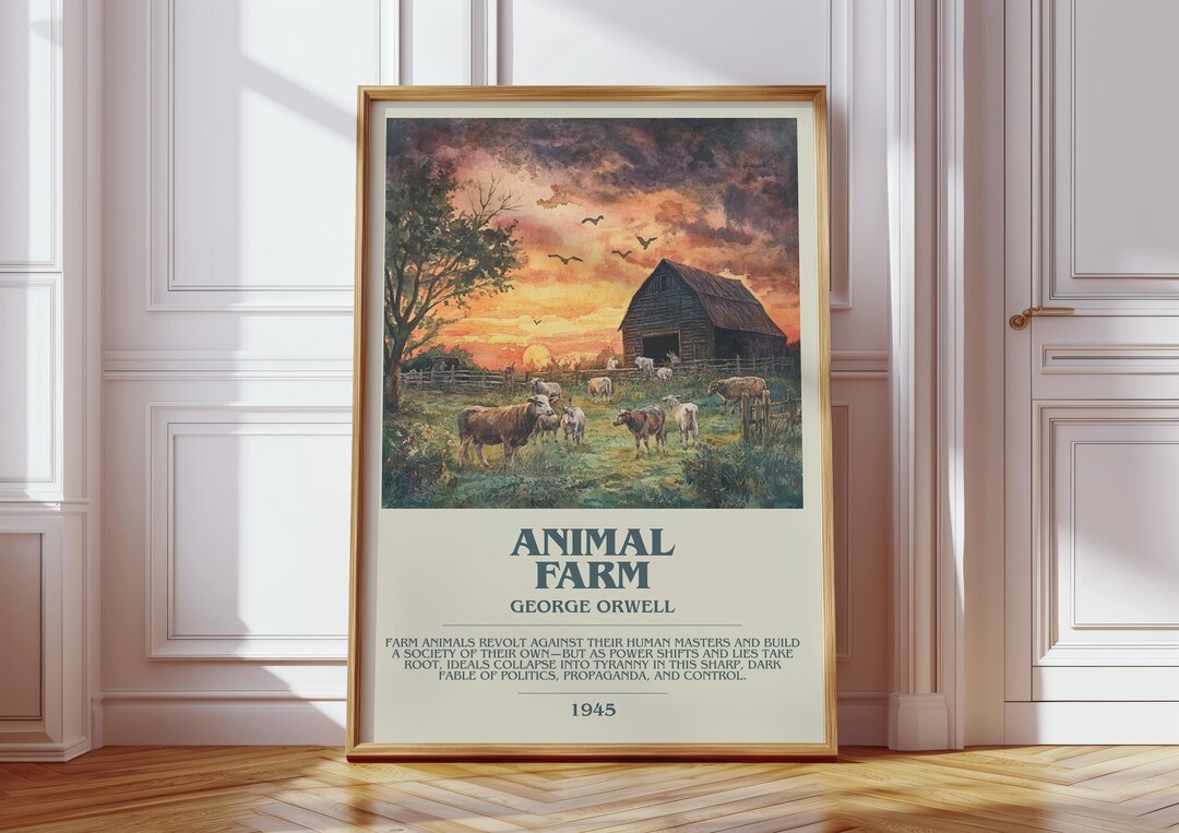 Animal Farm by George Orwell Modern Book Print Poster, Satire Literary ...