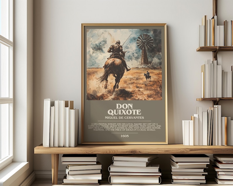 Don Quixote by Miguel De Cervantes Modern Book Print Poster, Classic ...