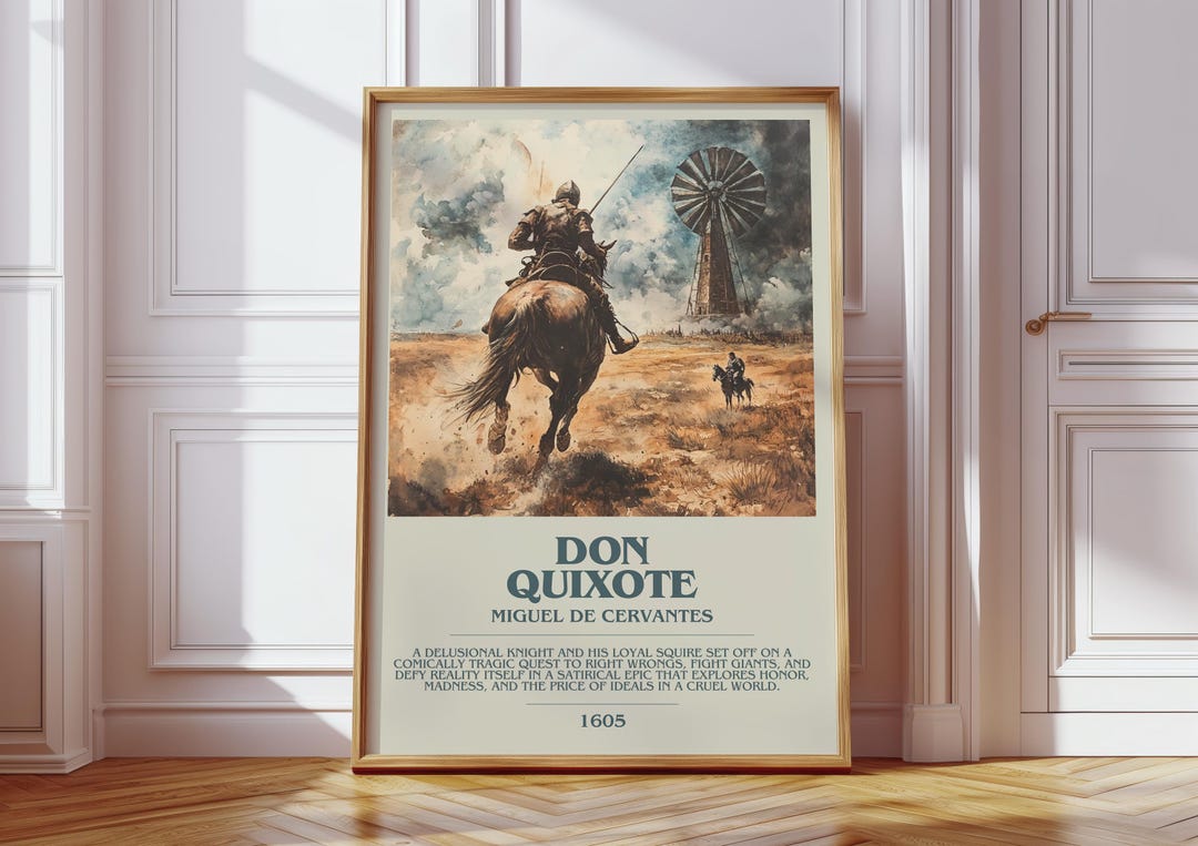 Don Quixote by Miguel De Cervantes Modern Book Print Poster, Classic ...