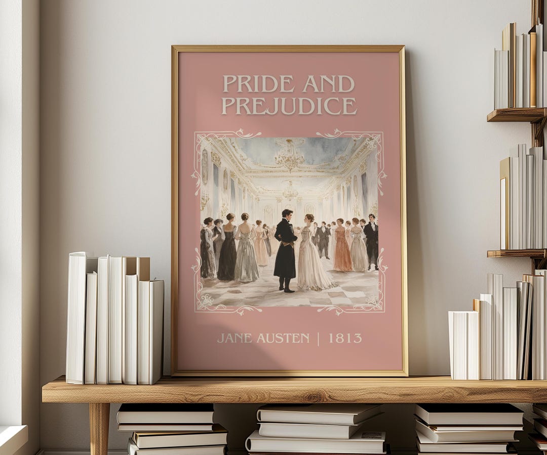 Pride and Prejudice by Jane Austen Minimalist Print, Classic Literature ...