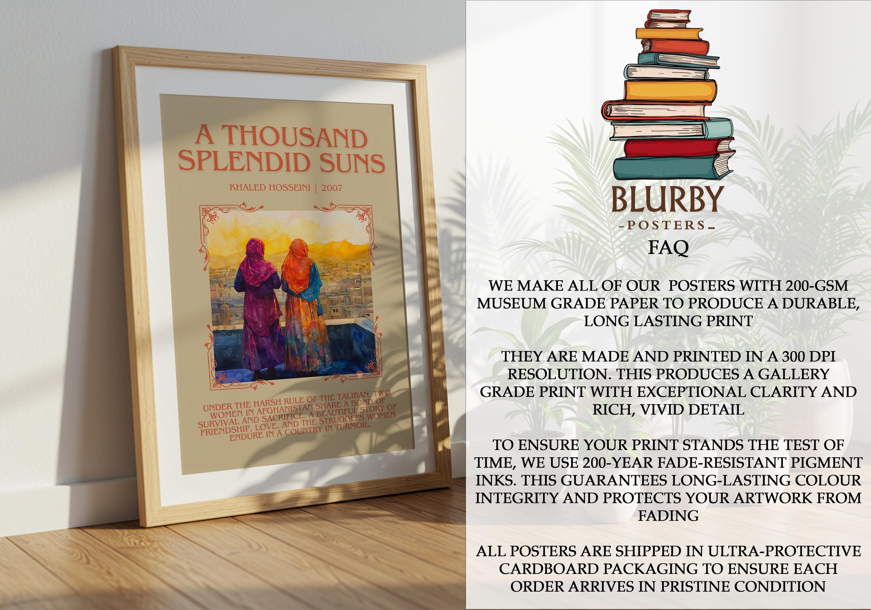 A Thousand Splendid Suns by Khaled Hosseini Book Poster, Literary ...