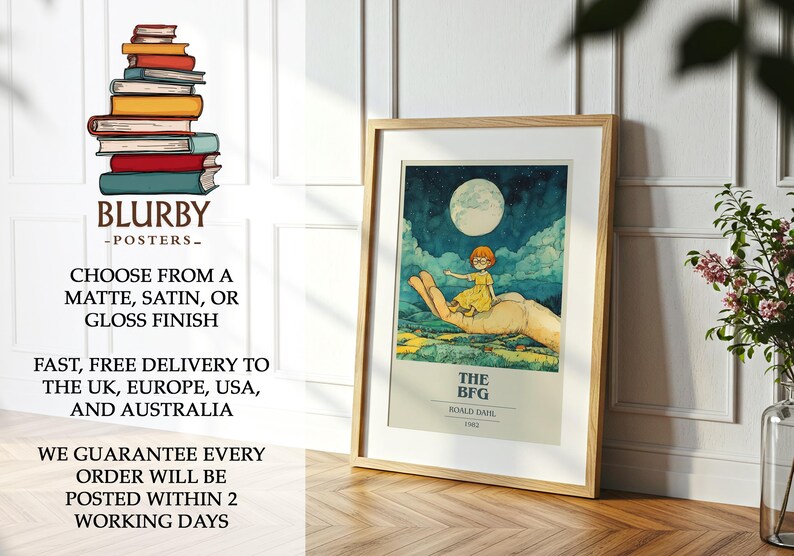 The BFG by Roald Dahl Descriptive Poster Print. Free Delivery Wall Art ...