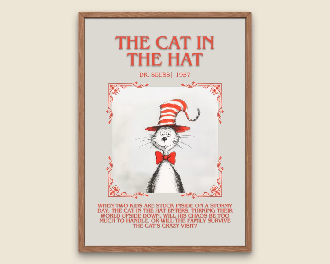 The Cat in the Hat by Dr. Seuss Descriptive, High Quality Poster Print ...