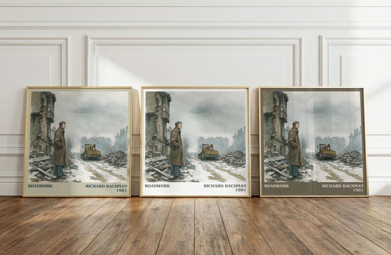 Roadwork by Richard Bachman Square Book Print, Thriller Literary Wall ...