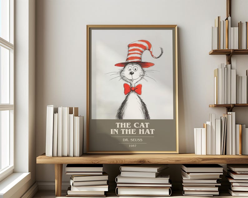 The Cat in the Hat by Dr. Seuss | Book Poster | Literary Art Gift for ...