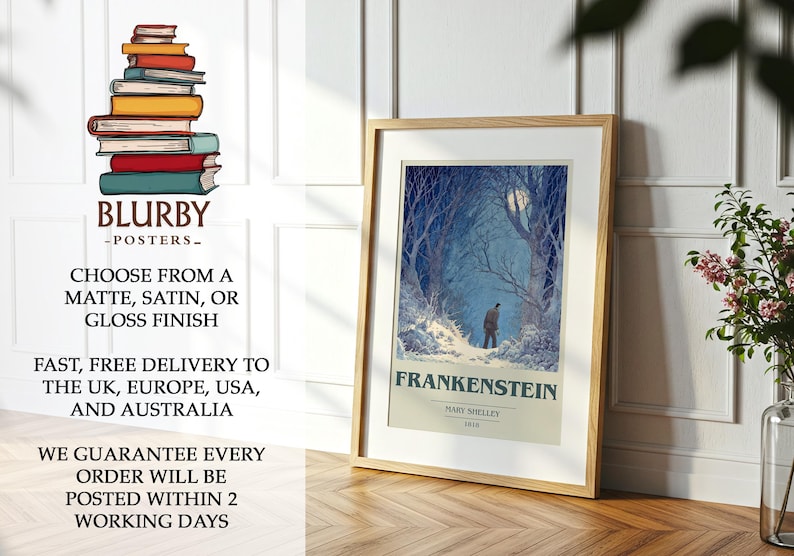 Frankenstein by Mary Shelley | Book Poster | Literary Art Gift for Book ...