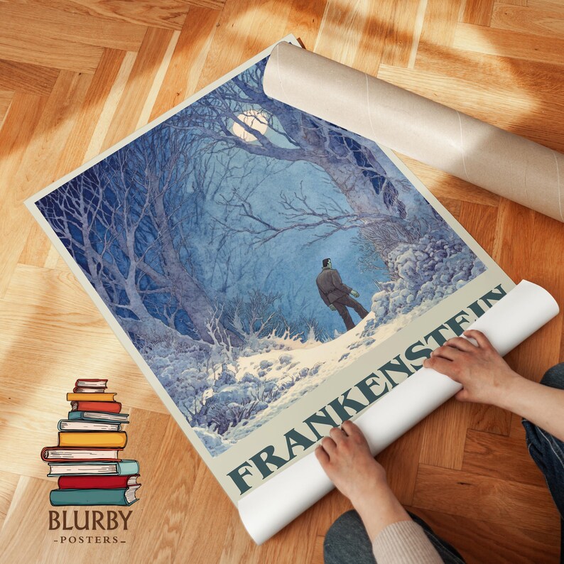 Frankenstein by Mary Shelley | Book Poster | Literary Art Gift for Book ...
