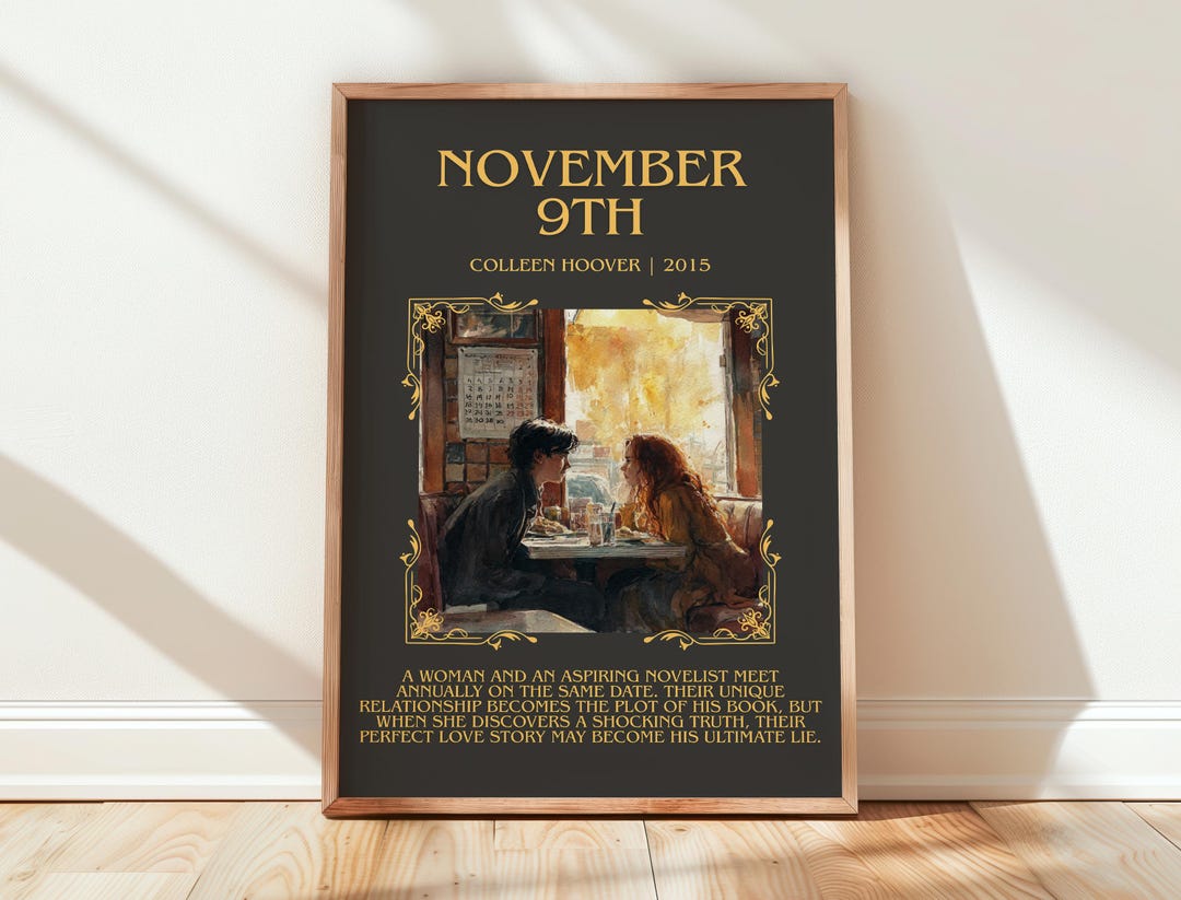 November 9 by Colleen Hoover Book Poster, Romance Literary Wall Art ...
