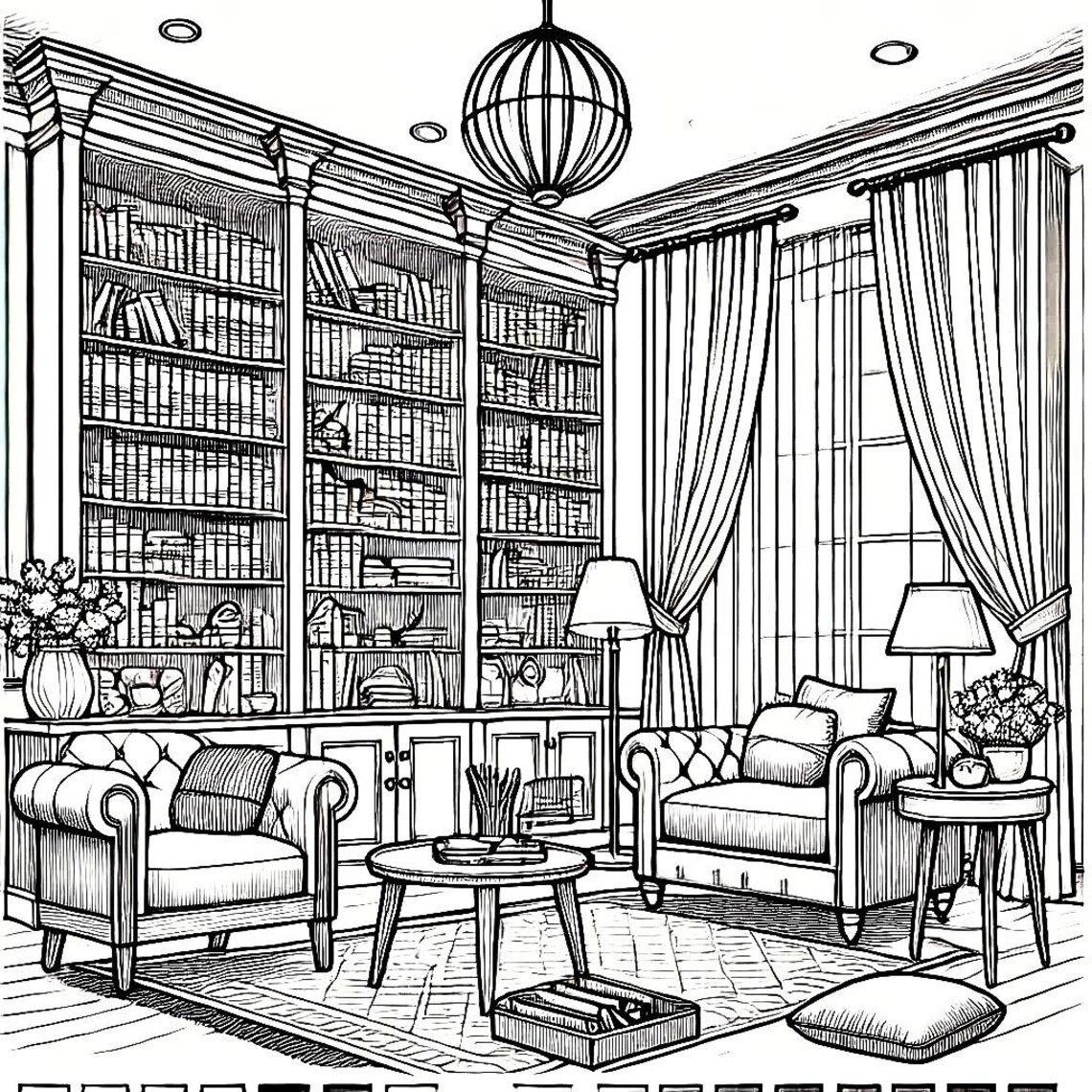 Creative Bundle! 30+ Interior Design Coloring Pages- Full House - Etsy
