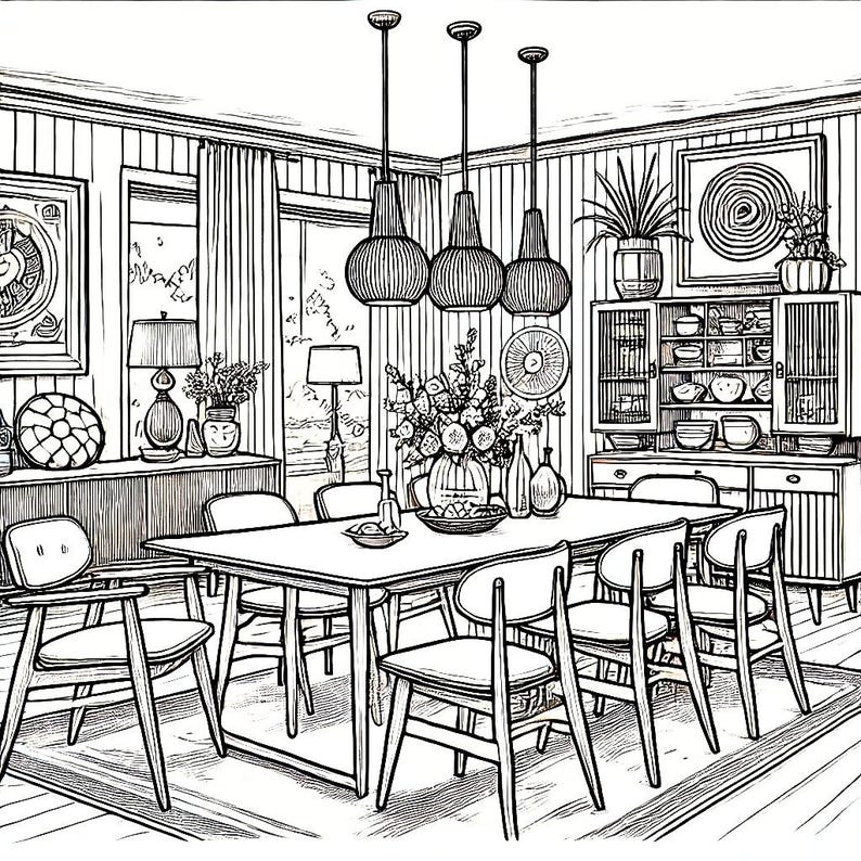 Creative Bundle! 30+ Interior Design Coloring Pages- Full House - Etsy