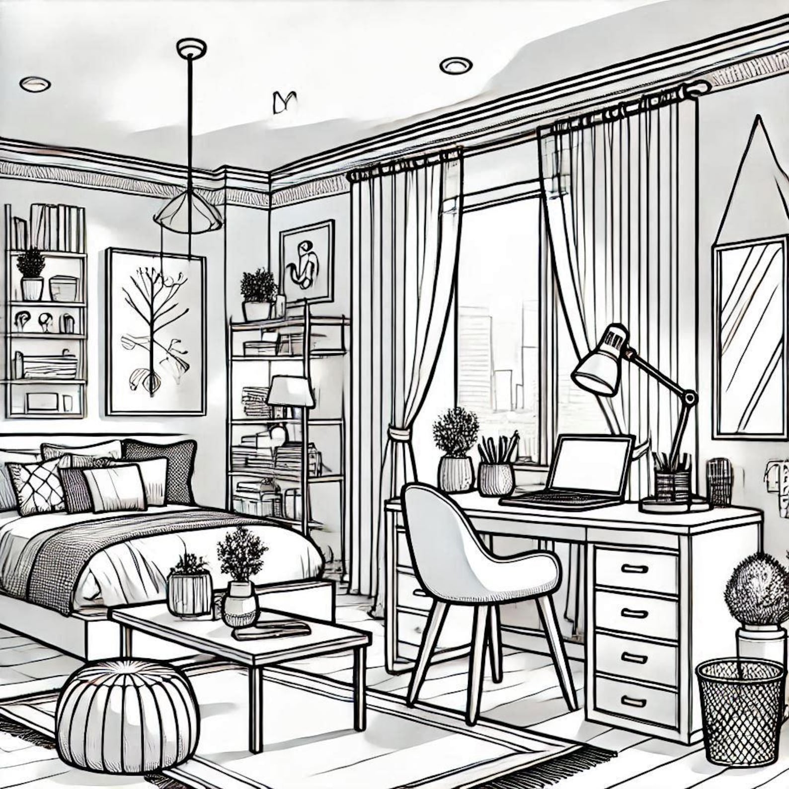 Creative Bundle! 30+ Interior Design Coloring Pages- Full House - Etsy