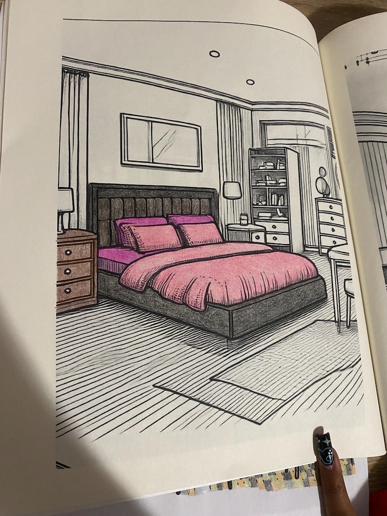 15 Interior Design Coloring Pages -bedrooms - Etsy